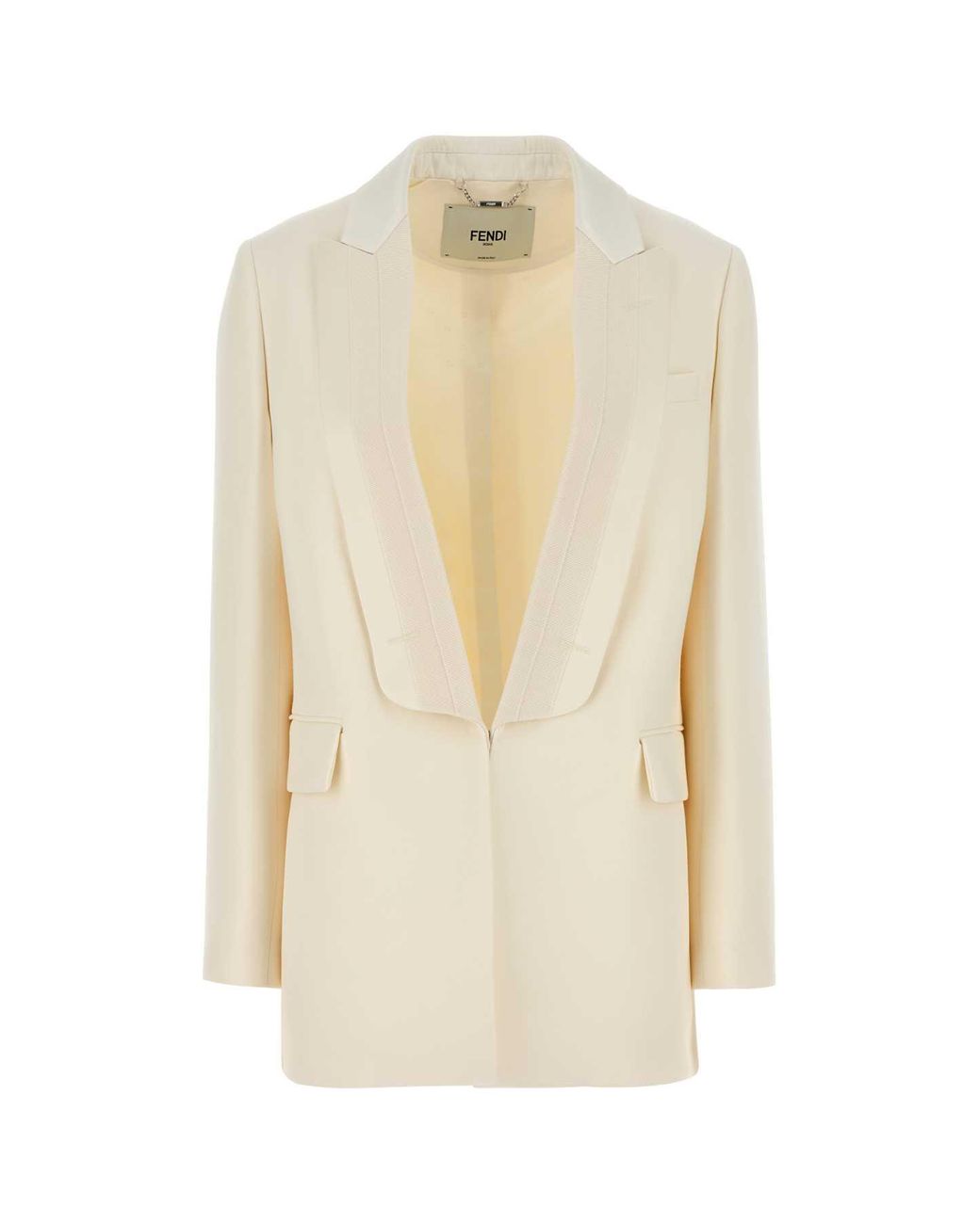 Fendi Ivory Wool Blend Blazer in Natural | Lyst