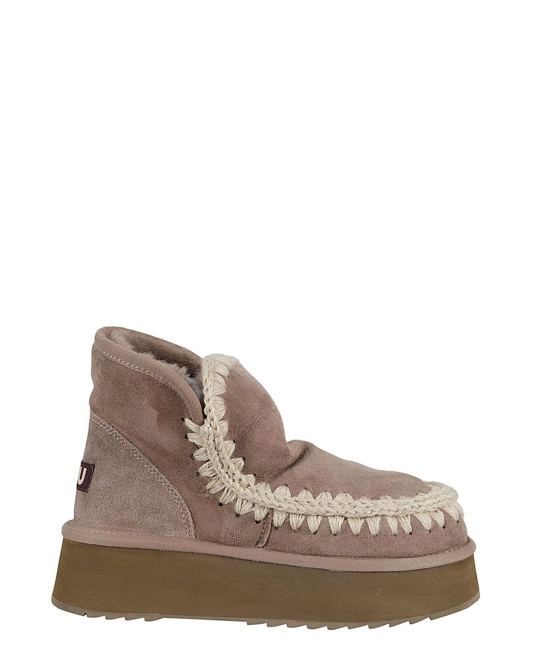 Mou Shearling Platform Ankle Boots in Brown | Lyst