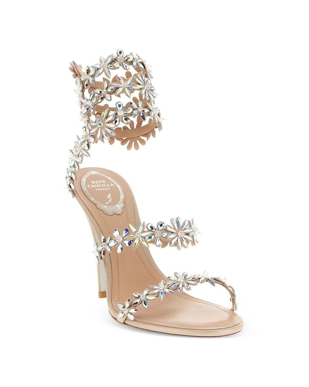 Rene Caovilla Eva Heel Sandals in Metallic | Lyst UK