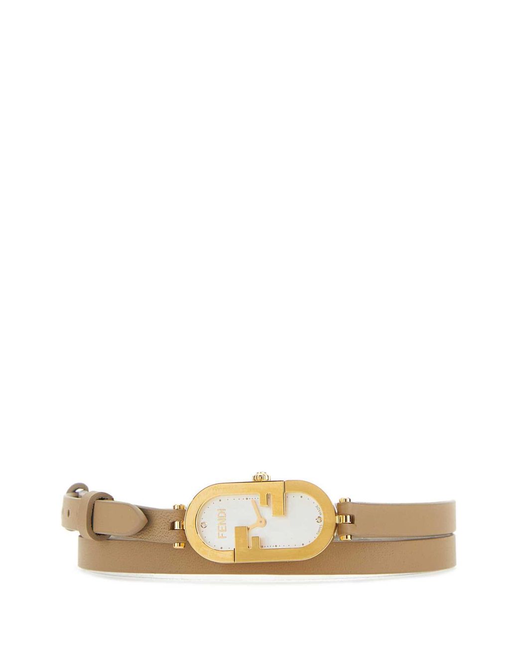 Fendi Cappuccino Leather O Lock Vertical Watch | Lyst