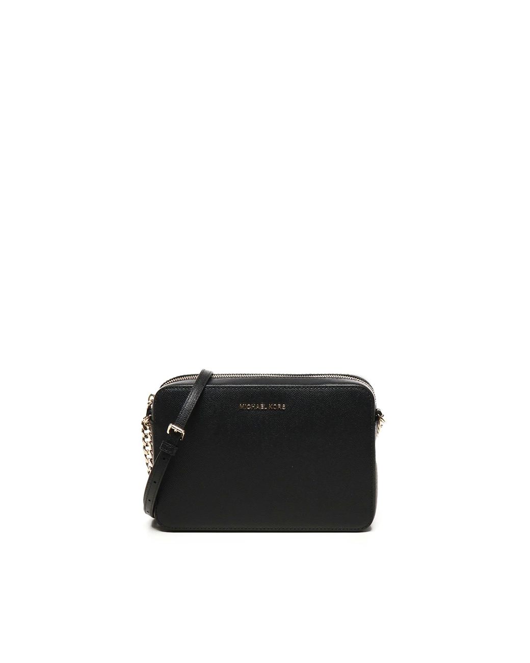 MICHAEL Michael Kors Jet Set Saffiano Leather Shoulder Bag in Black | Lyst