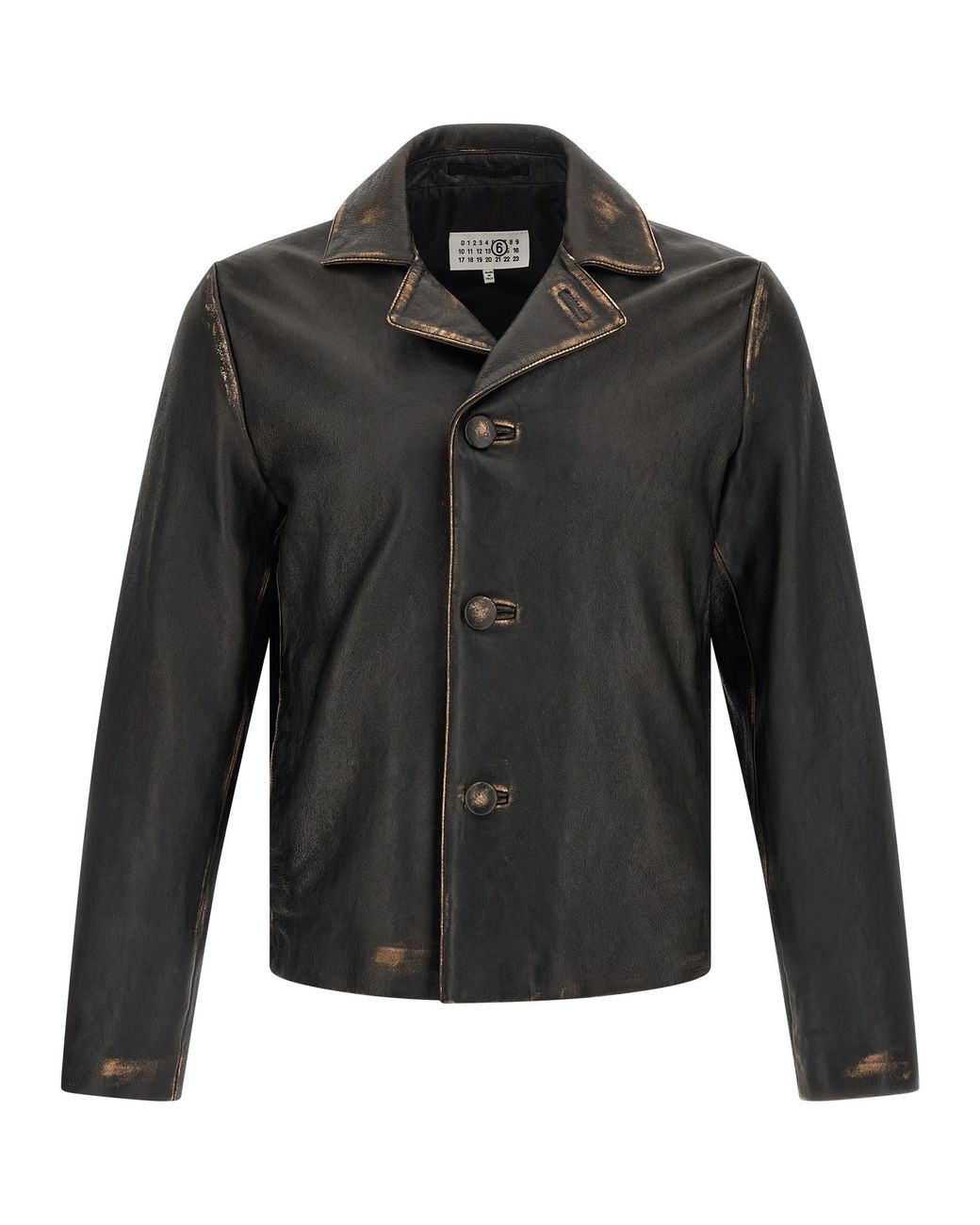 MM6 by Maison Margiela Antiqued Leather Jacket in Black for Men | Lyst UK