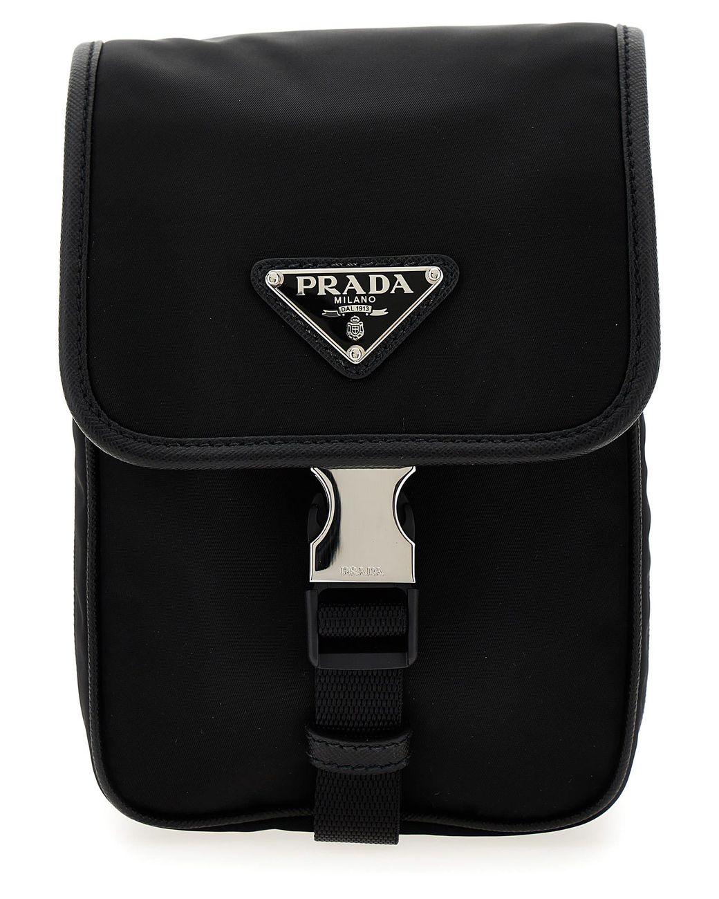 Prada Re-Nylon Logo Crossbody Bag in Black for Men | Lyst