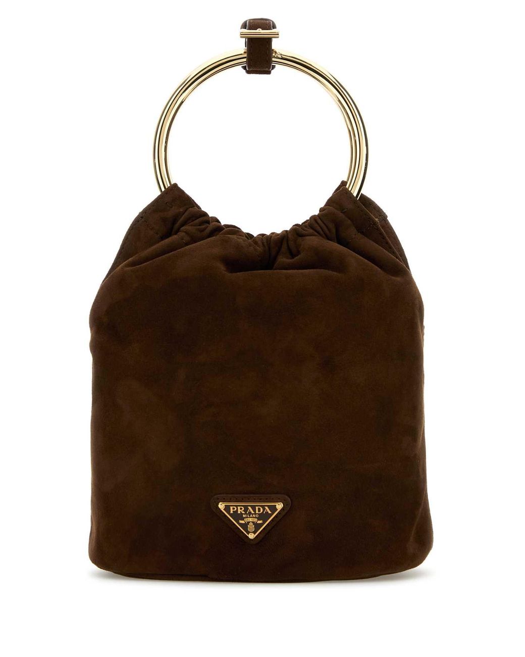Prada Suede Bucket Bag in Brown | Lyst