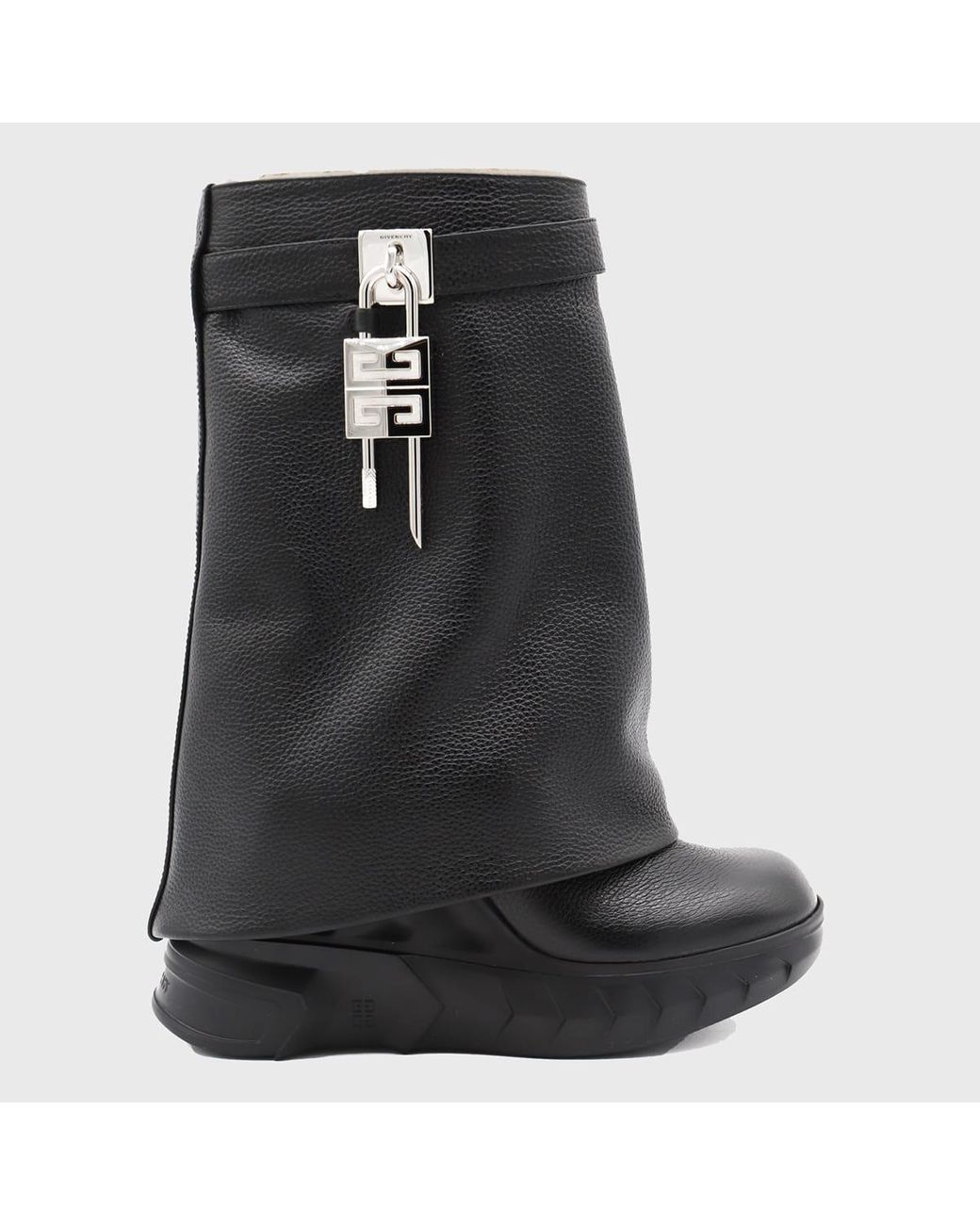 Givenchy Leather Shark Lock Biker Boots in Black | Lyst