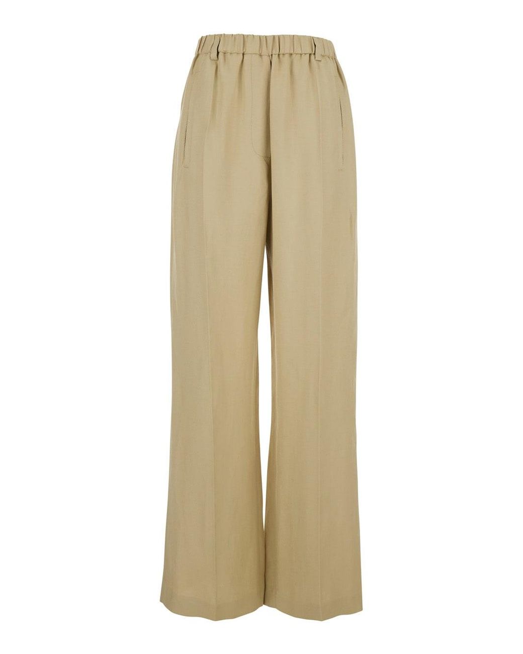Tela Pants With Elastic Waistband in Natural | Lyst