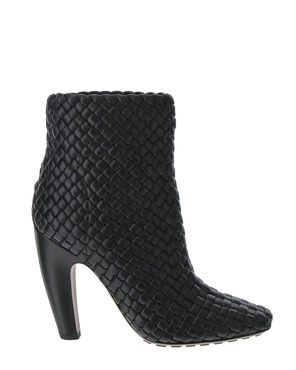 Bottega Veneta Raffia 10cm Ankle Boots in Black | Lyst