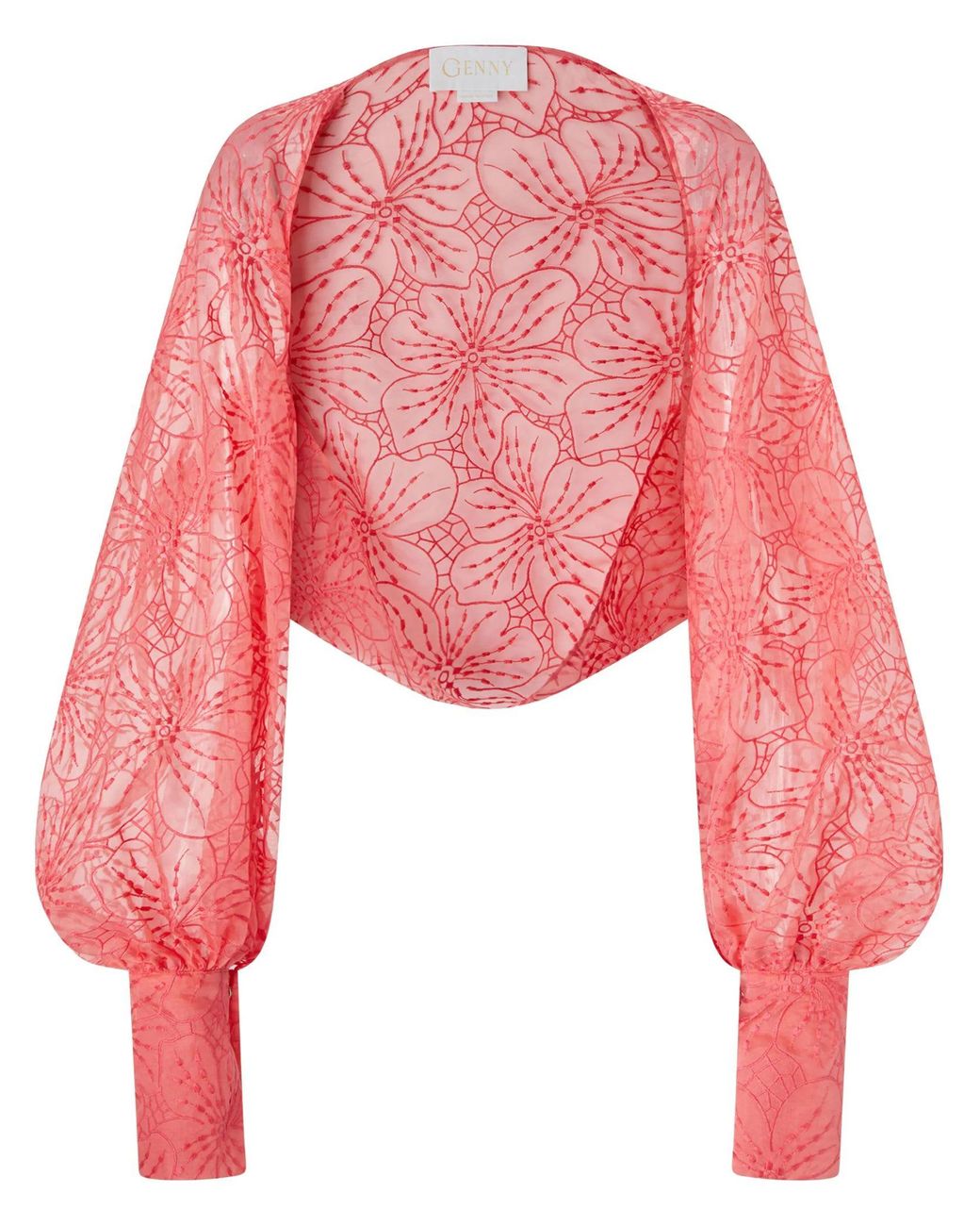 Genny Silk Shrug With Orchids Embroidery in Red | Lyst