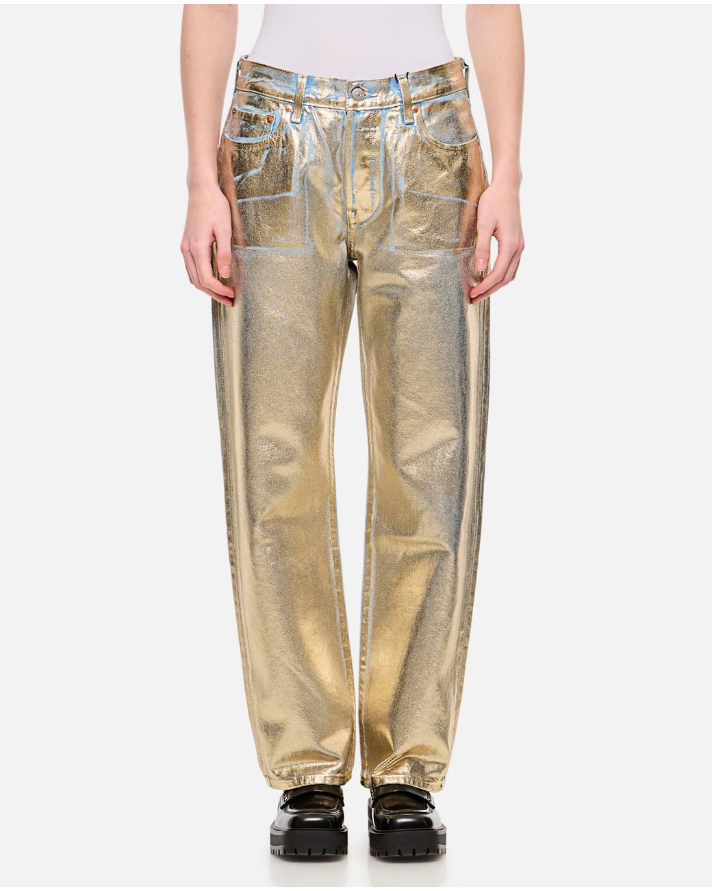 Levi's 501 90 Ankle Metallic Denim Pants in Natural | Lyst