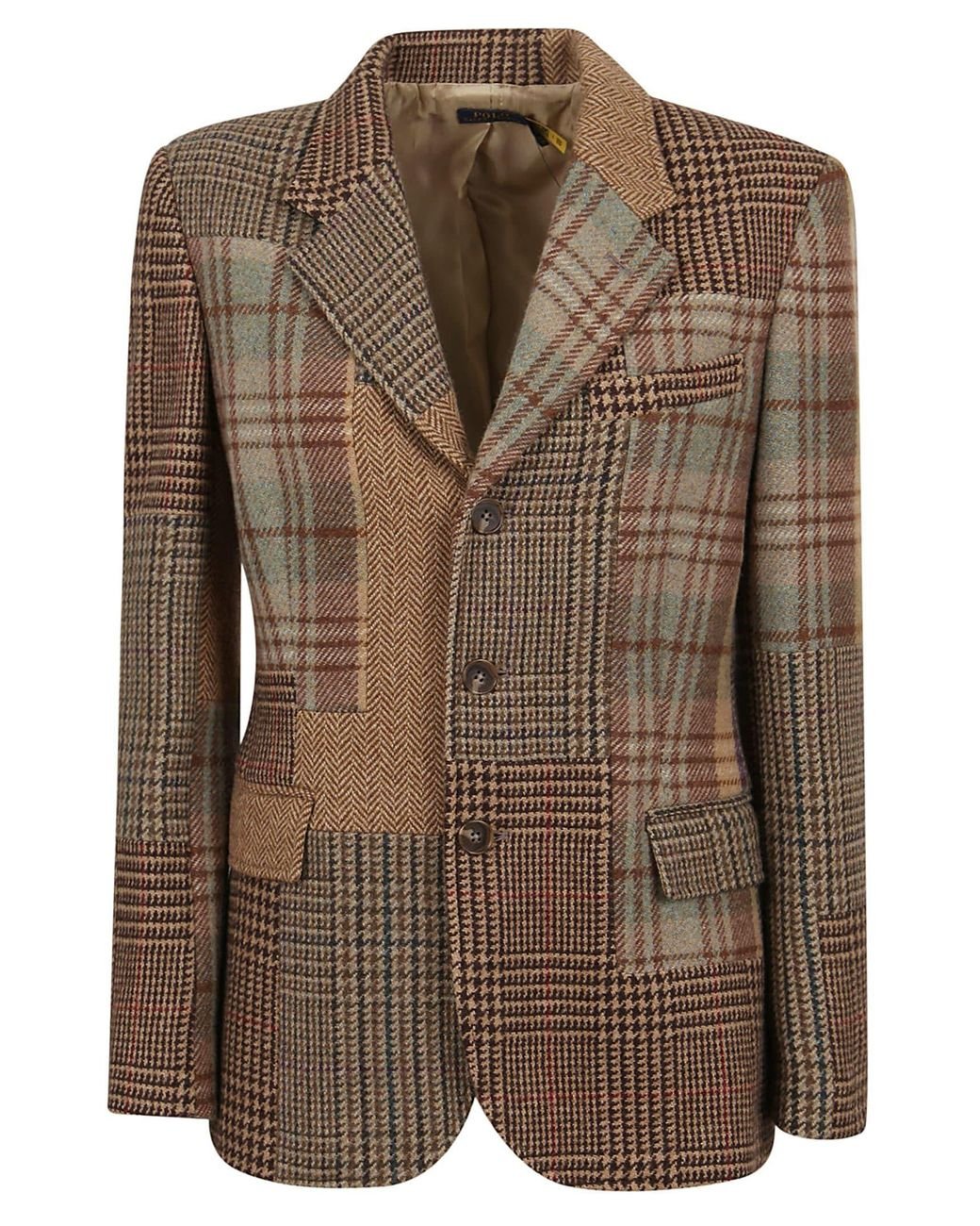 Polo Ralph Lauren Blazer Patchwork In Tweed in Brown | Lyst
