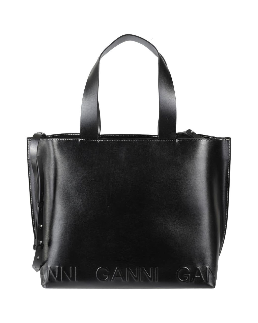 Ganni Banner East West Tote in Black | Lyst
