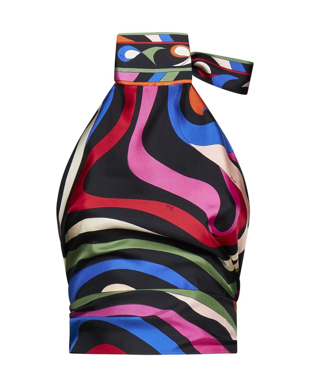 PUCCI Print Silk Halter Top in Blue | Lyst