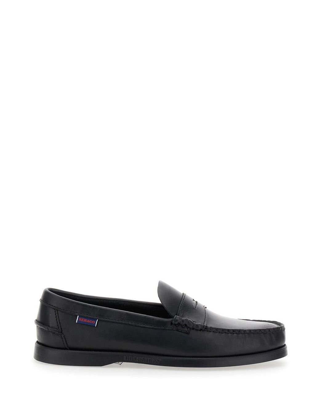 Sebago Dolphin Loafers With Side Logo Label And Slip On Design in Black ...