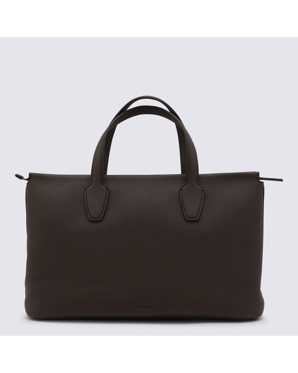 The Row Deep Leather Marcel Top Handle Bag in Black | Lyst