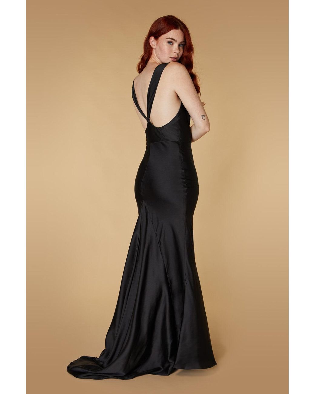 Jarlo Mika Cowl Front Maxi Dress With Strappy Back Detail in Blue | Lyst