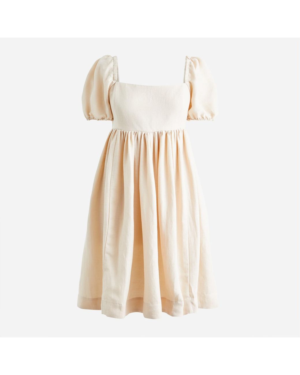 J Crew Puff Sleeve Linen Cupro Dress In Natural Lyst