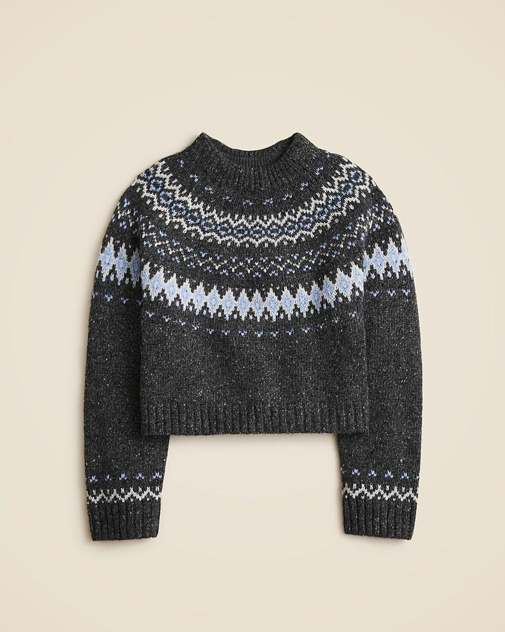 J.Crew Fair Isle Wide-Mockneck Sweater in Black | Lyst