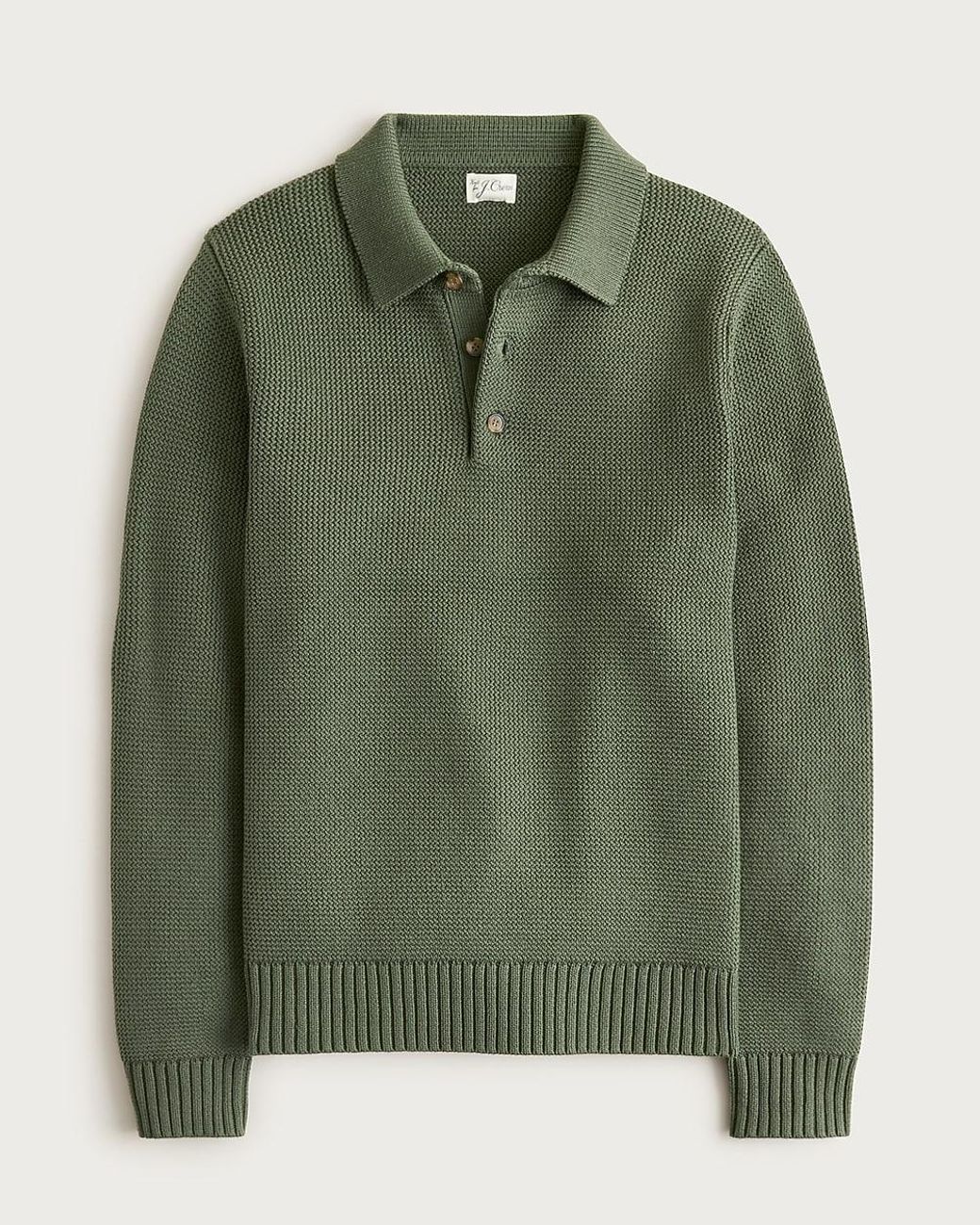 J.Crew Cotton Racking-Stitch Sweater-Polo in Green for Men | Lyst