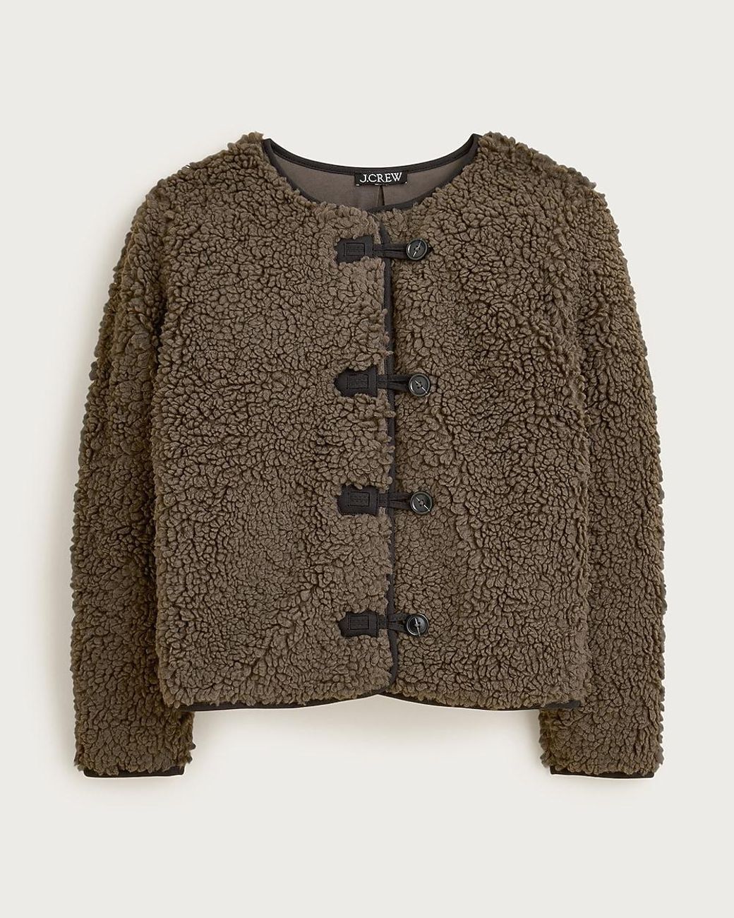 J.Crew Sherpa Fleece Toggle Jacket in Brown | Lyst