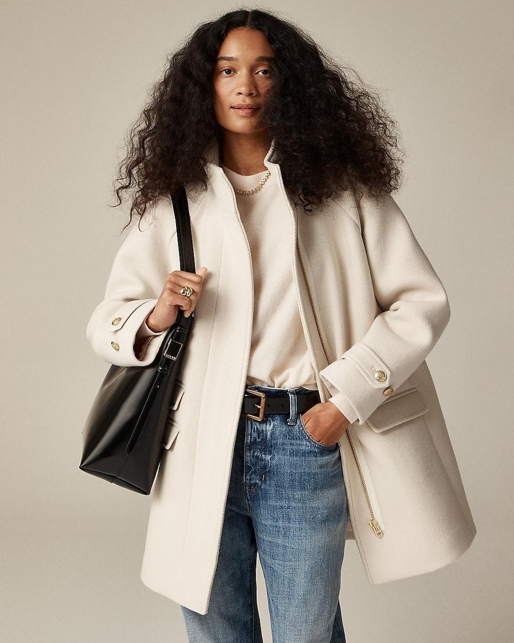 J.Crew Italian Wool Cocoon Coat in Natural | Lyst