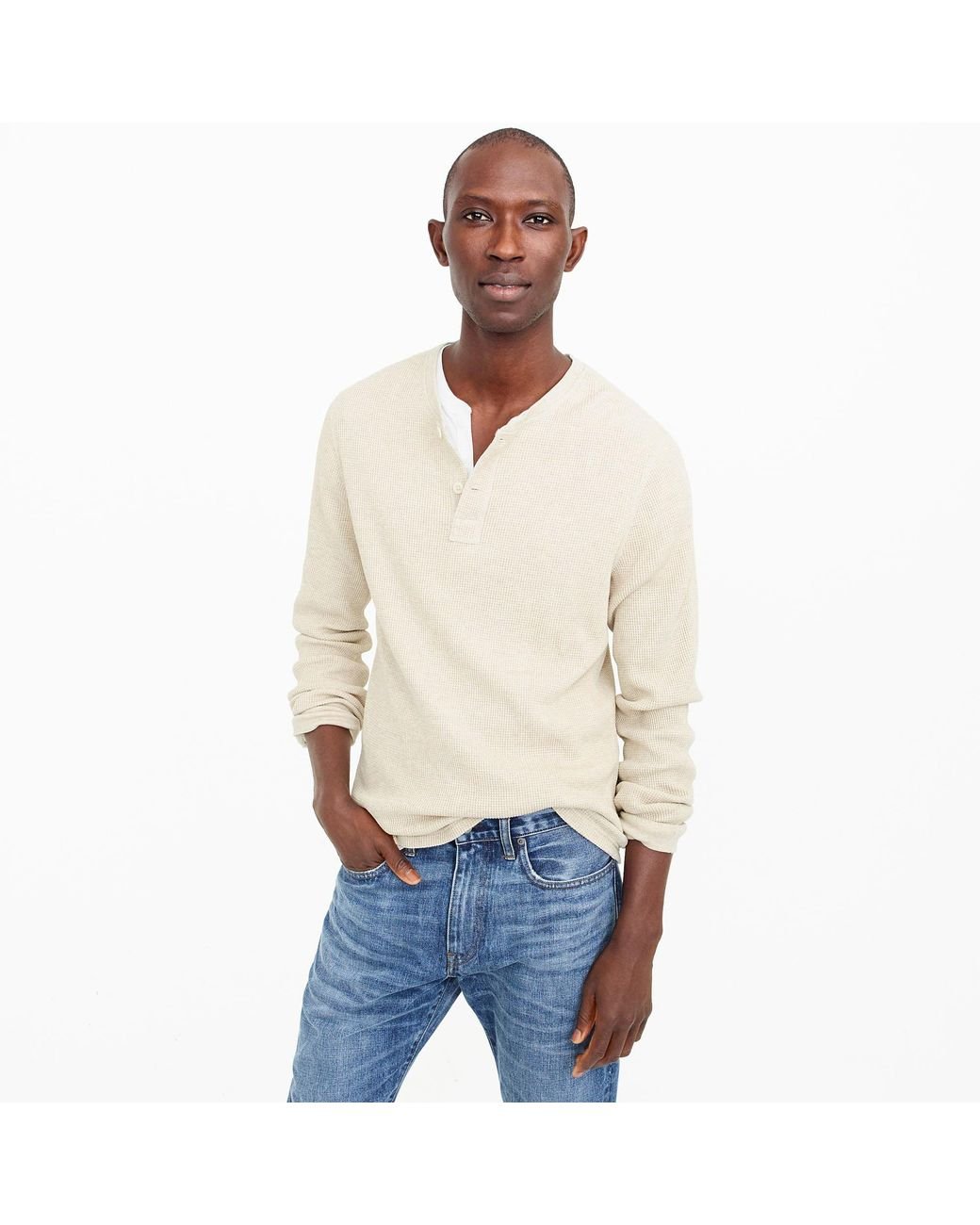 J.Crew Wallace & Barnes Thermal Henley in Natural for Men | Lyst