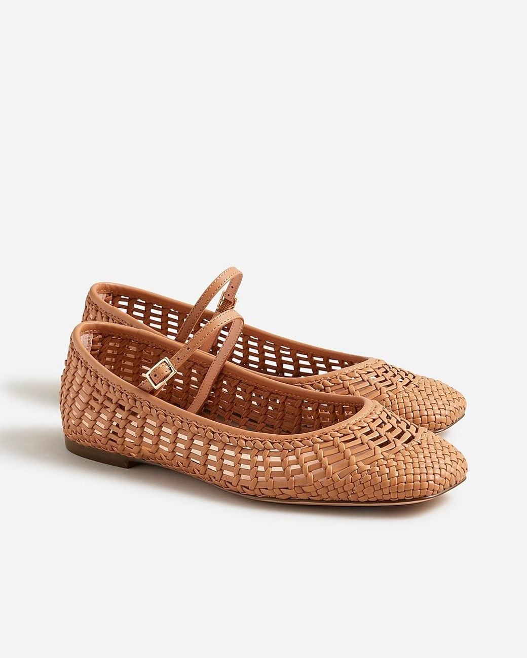 J.Crew Quinn Woven Ballet Flats In Metallic Leather in Brown | Lyst