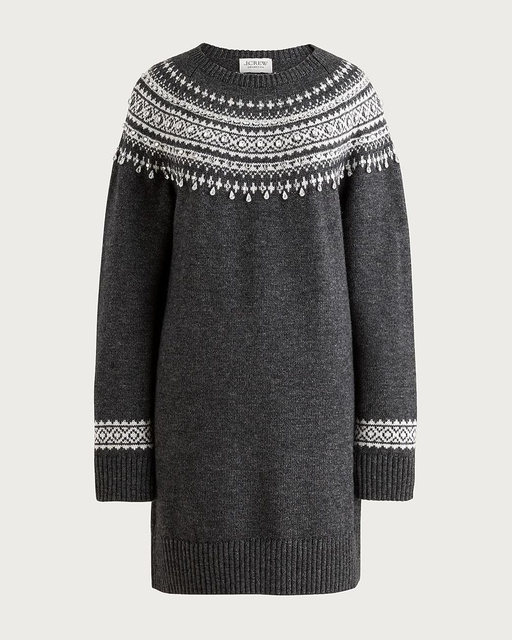 J.Crew Collection Embellished Fair Isle Sweater-Dress in Black | Lyst
