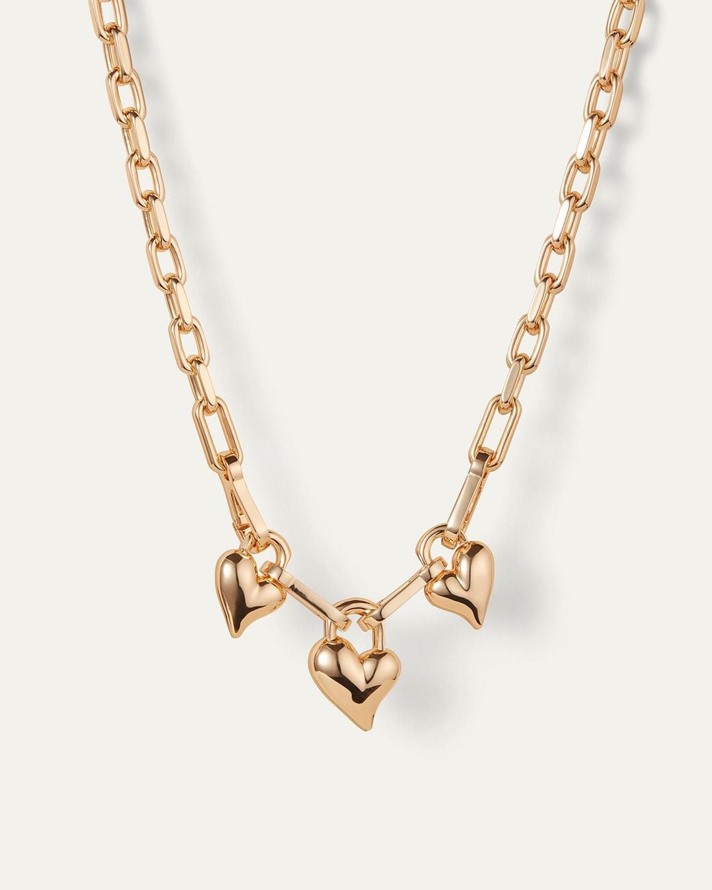 Jenny Bird Padlock Triple Heart Pendant Necklace in Metallic | Lyst