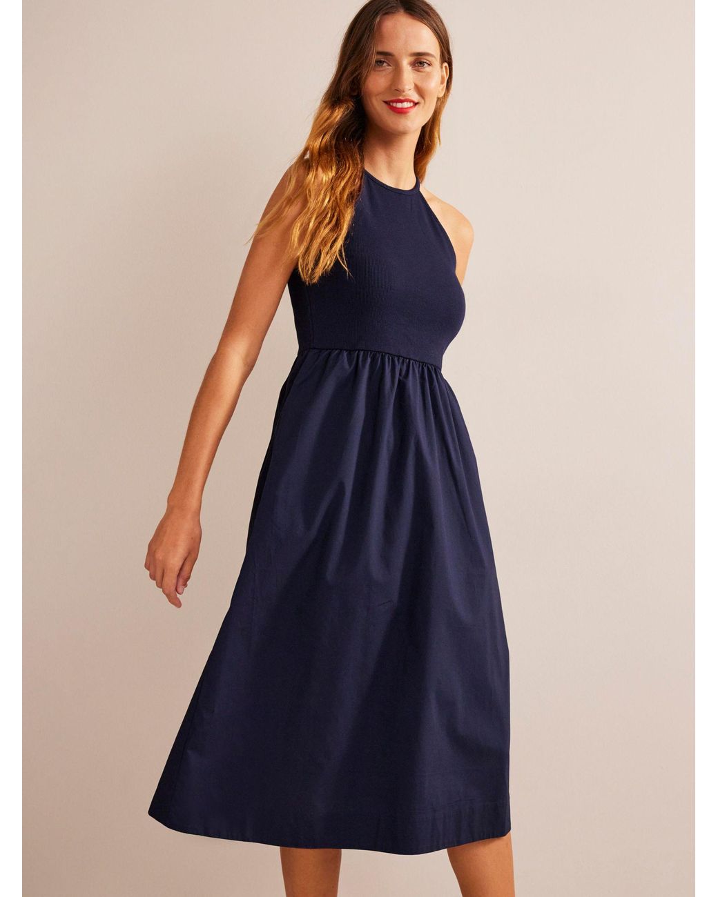 Boden Plain Halterneck Midi Dress In Blue Lyst Uk