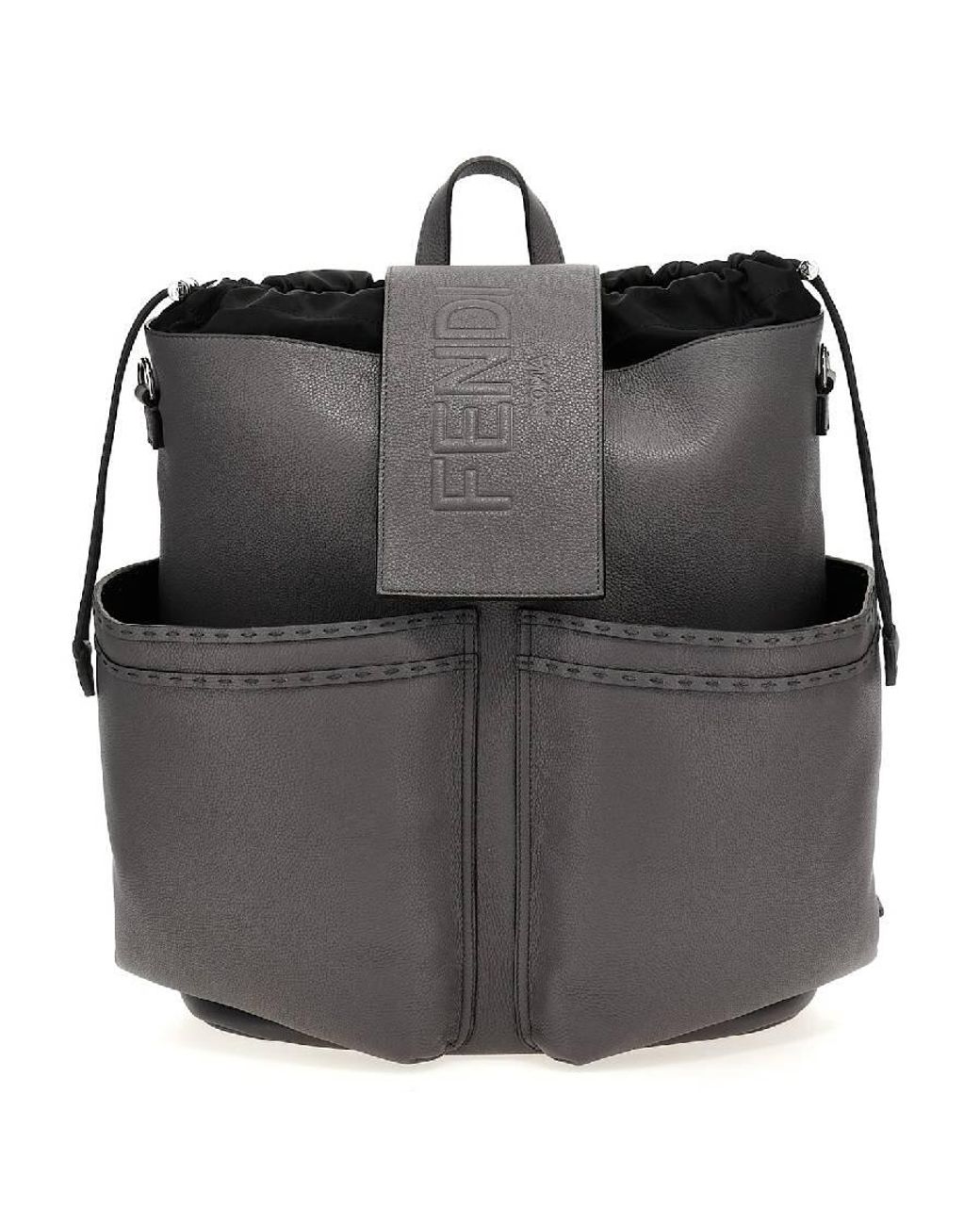 Fendi Strike Large Leather Backpack in Black for Men | Lyst
