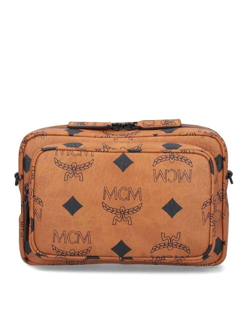 MCM Cognac Aren Visetos Small Crossbody Bag in Brown for Men | Lyst