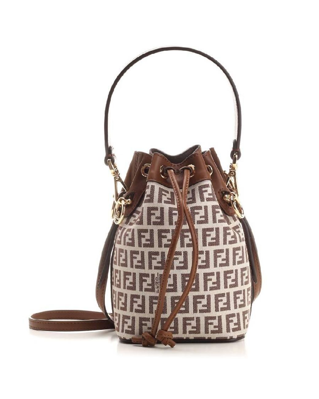Fendi Ff Logo Pattern Mon Tresor Bucket Bag in Brown | Lyst