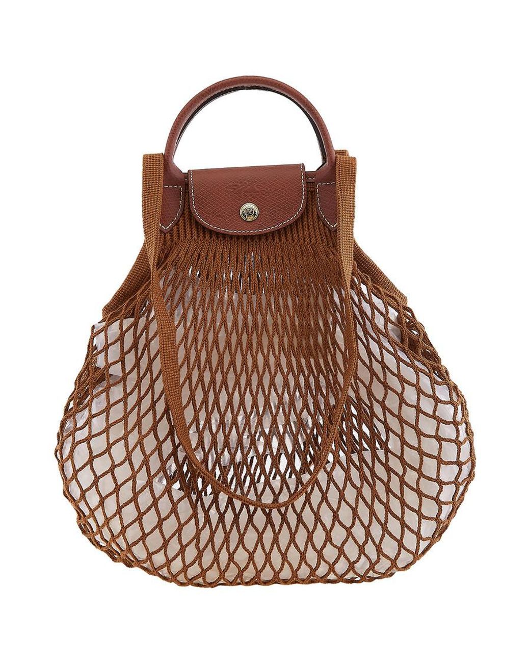 Longchamp Le Pliage L Filet Mesh Shoulder Bag in Brown | Lyst