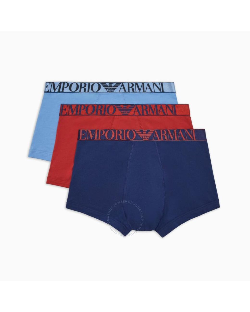 Emporio Armani Monogram Logo Three-Pack Boxer Briefs in Blue for Men ...