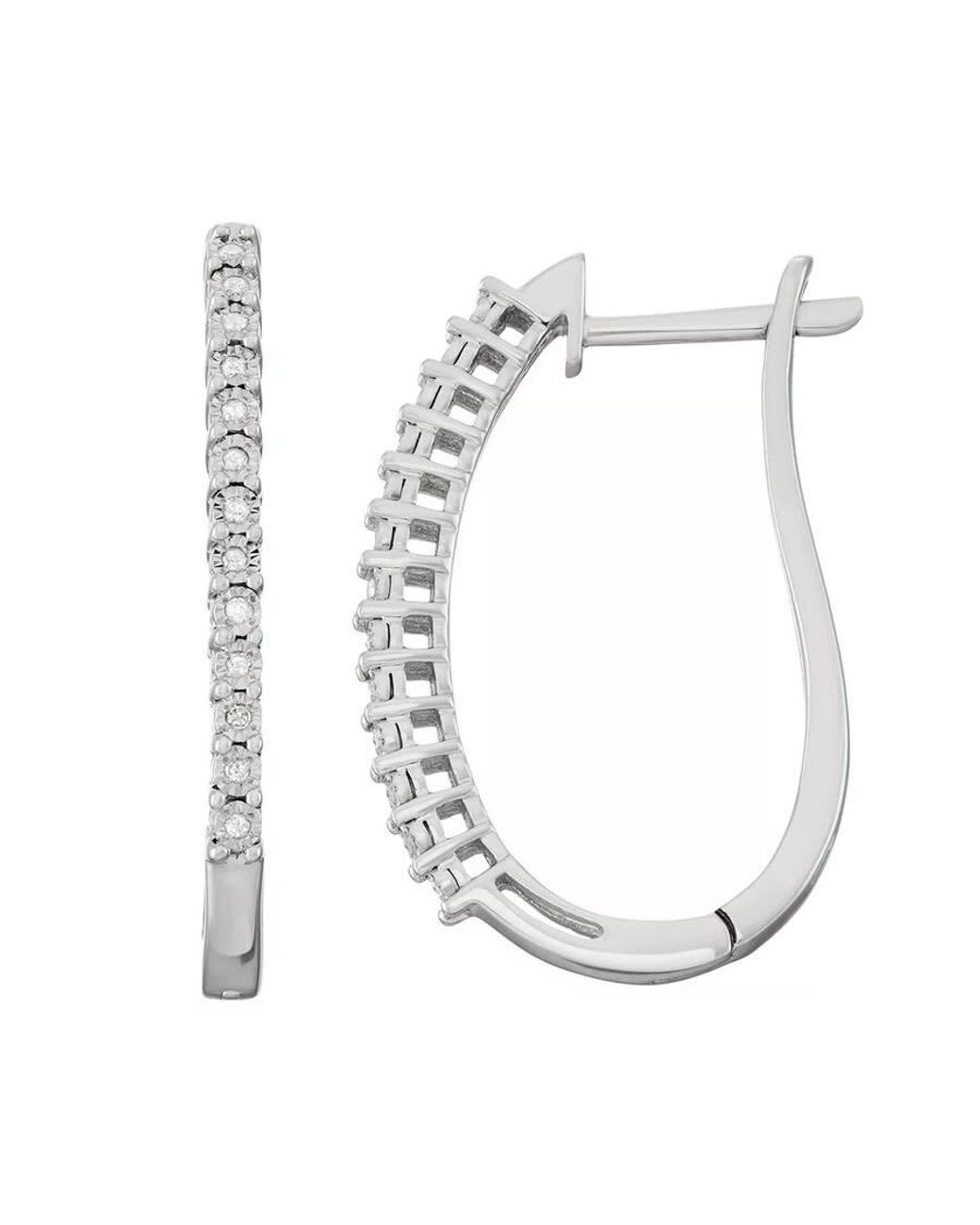 DiamondMuse Diamond Muse 0.10 Cttw Sterling Diamond Hoop Earrings in ...
