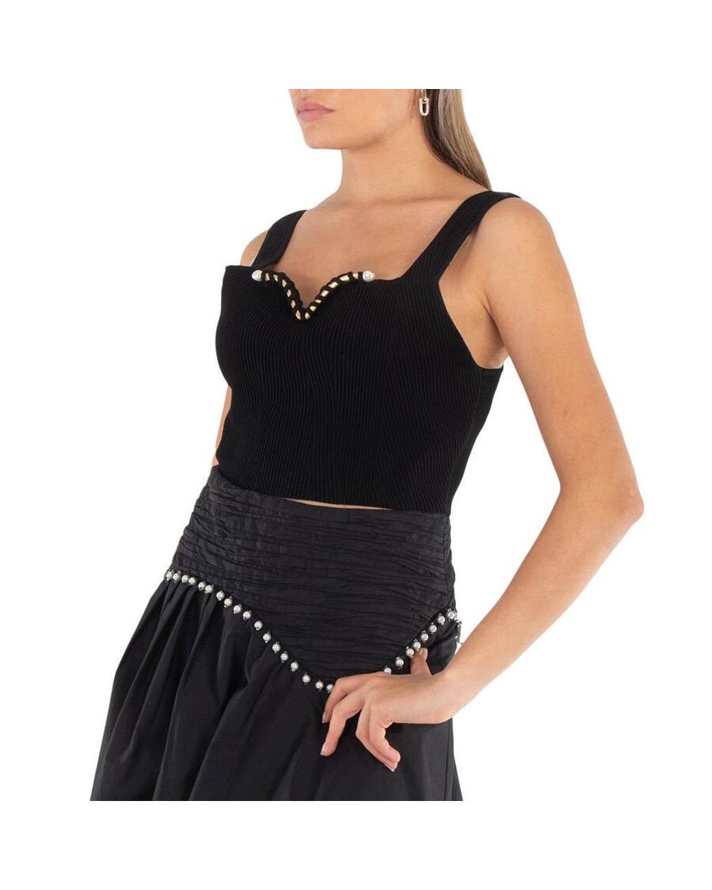 Aje. Aje Ladies Goldfoil Metal Bar Bodice in Black | Lyst UK