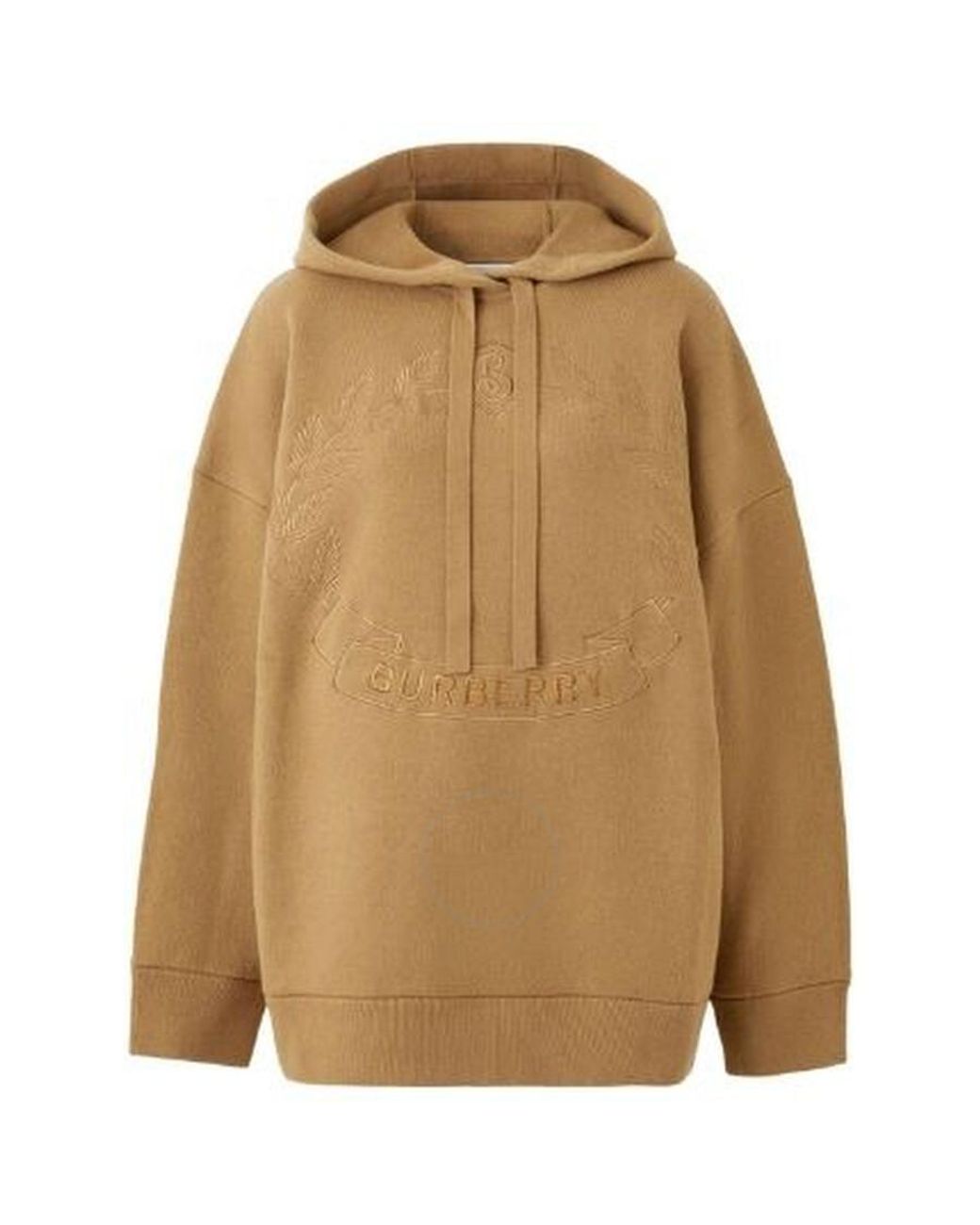 Burberry Cristiana Embroidered Crest Knit Hoodie in Natural | Lyst