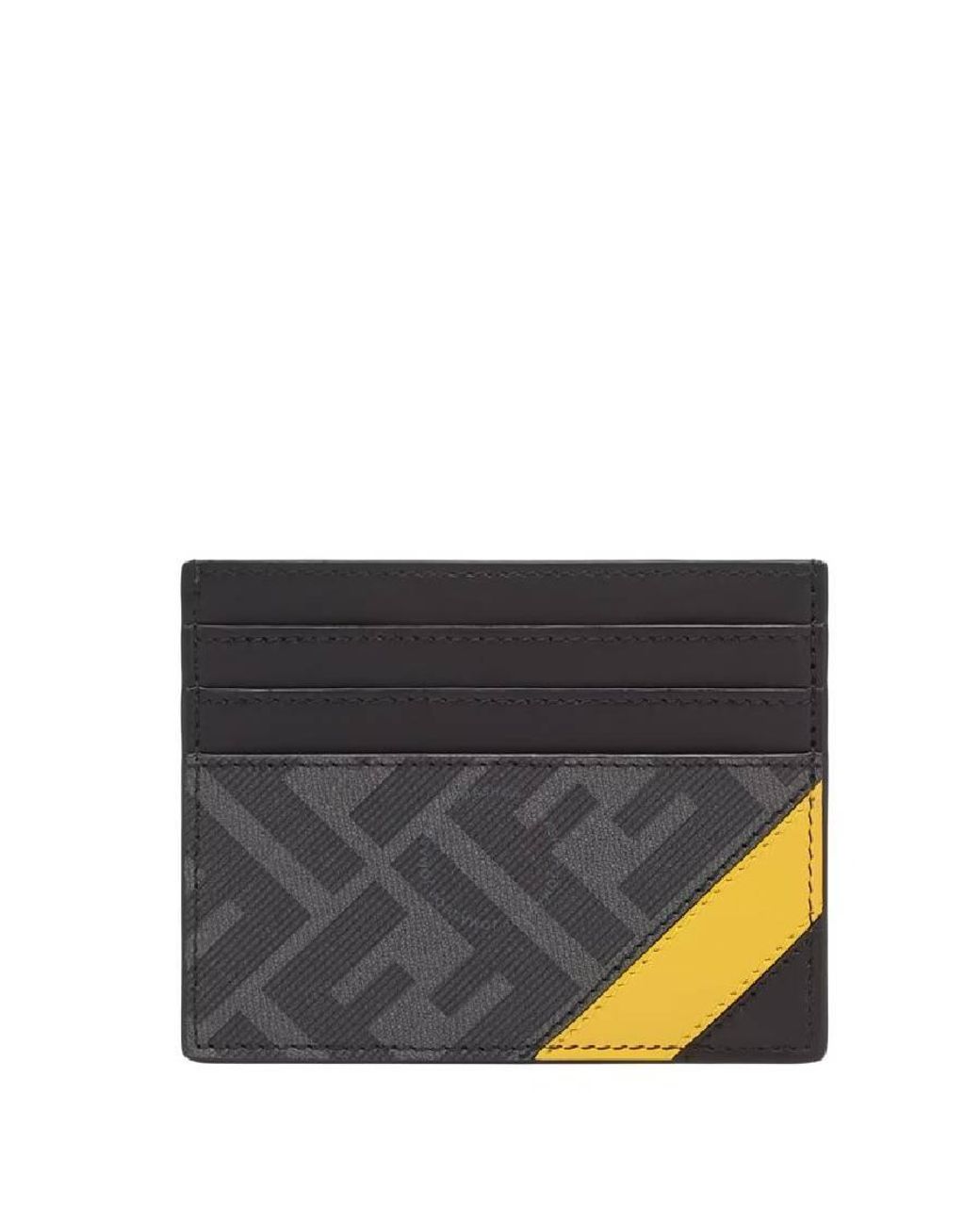 Fendi Logo Motif Leather Card Case in Black for Men | Lyst