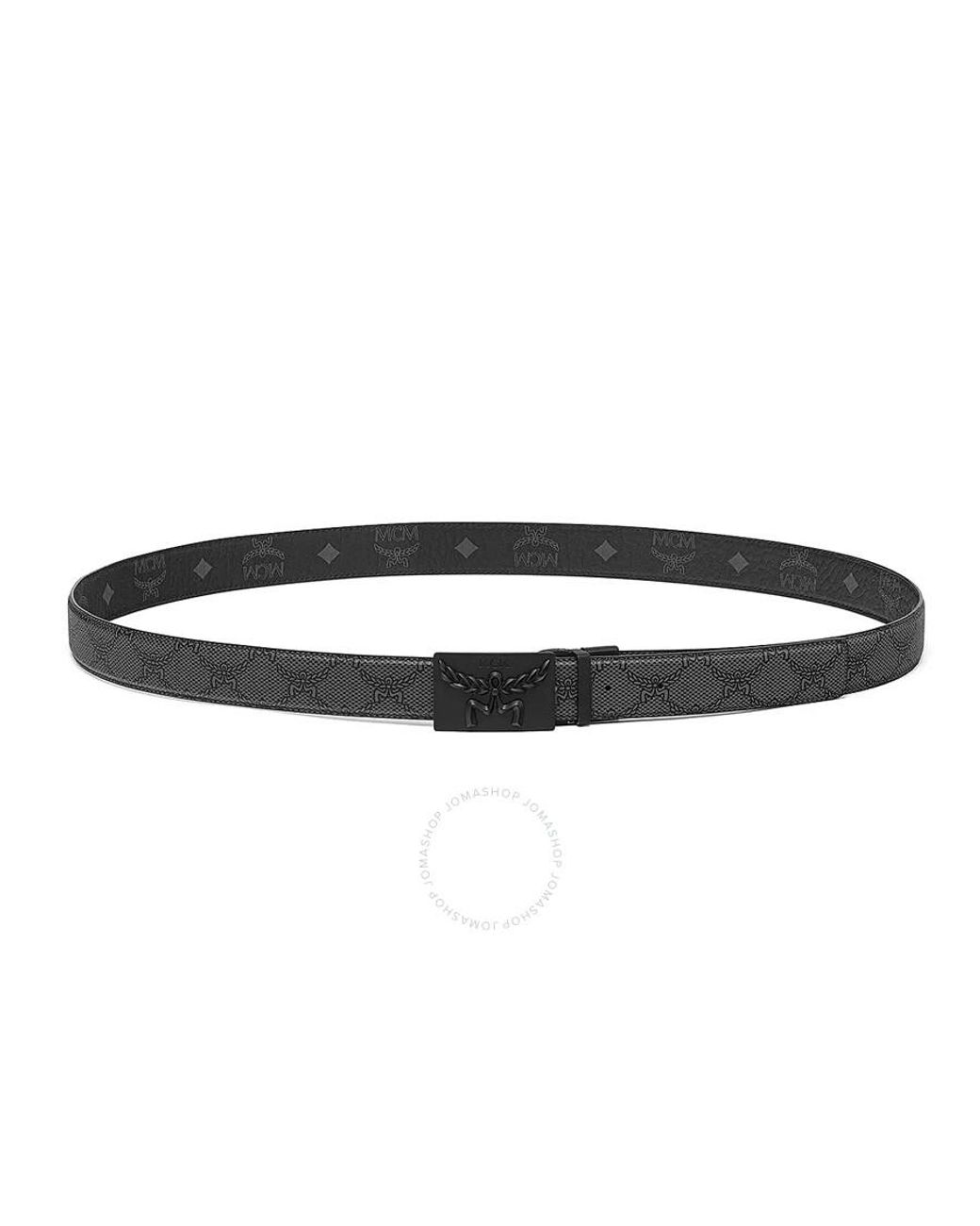 MCM Himmel Brass Plate Reversible Monogram Belt in Black for Men | Lyst