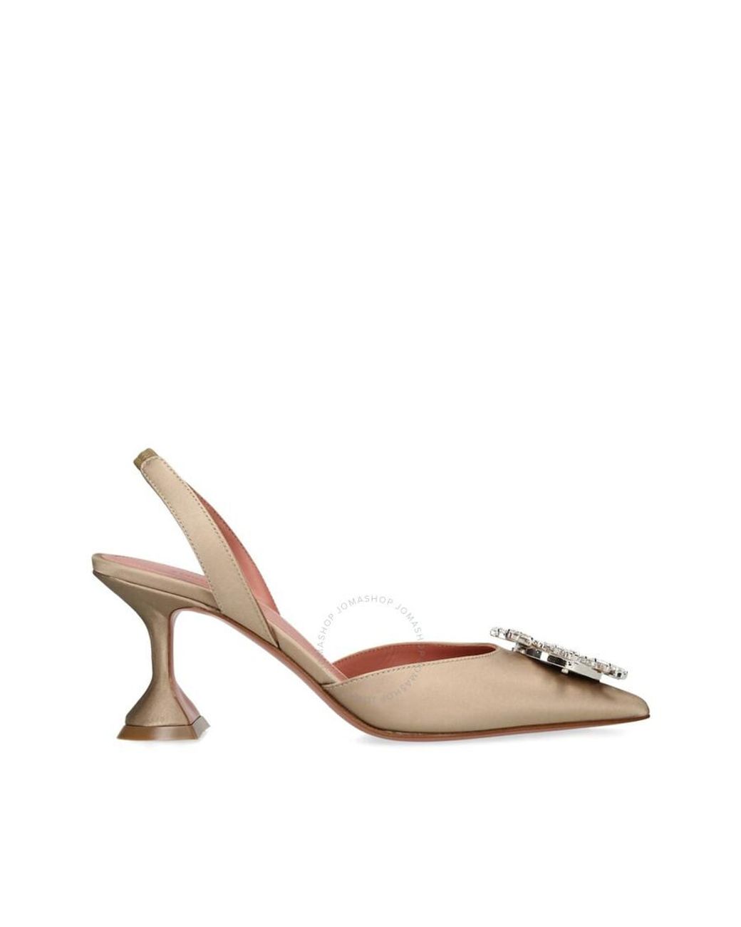 AMINA MUADDI Ladies Satin Taupe Begum 70 Mm Slingback Heels, Brand Size ...