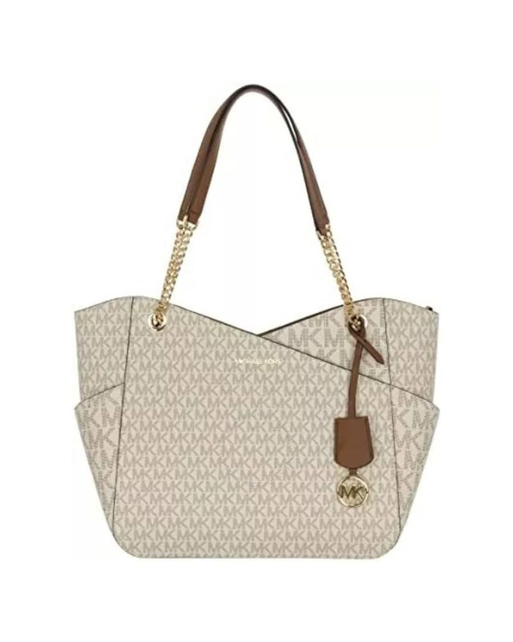 Michael Kors Signature Logo Canvas Jet Set Large Tote Bag in Gray | Lyst
