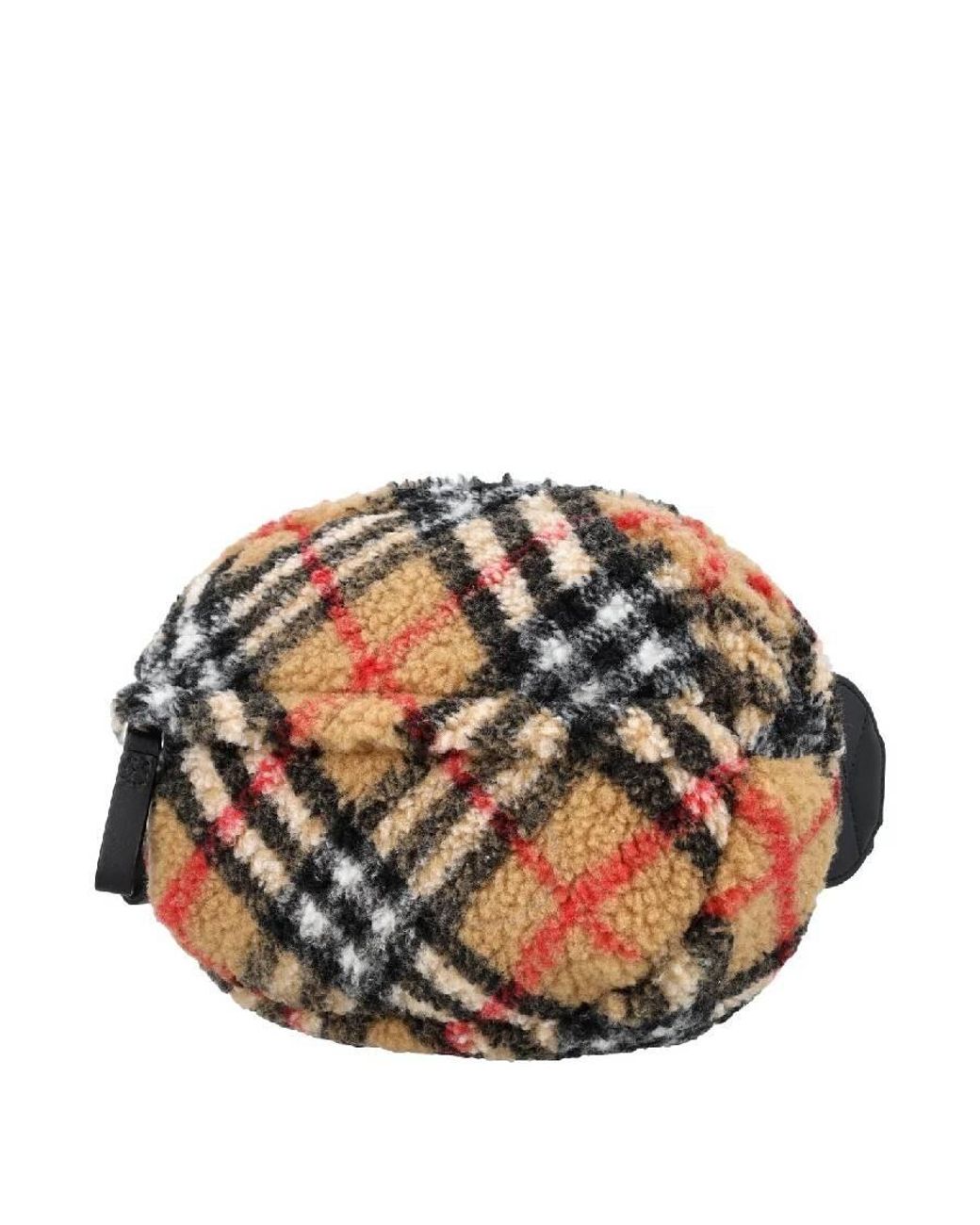 Burberry Checked Fleece Belt Bag in Natural | Lyst