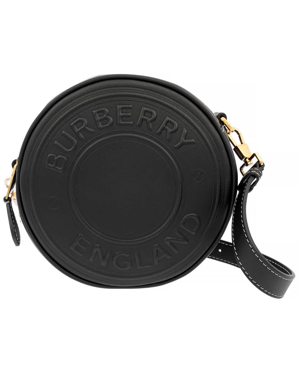 Burberry Black Leather Logo Embsed Round Louise Bag | Lyst