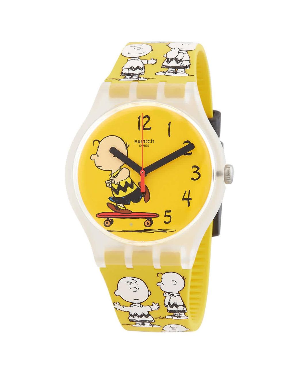 Swatch Peanuts Pow Wow Quartz Yellow Dial Unisex Watch in Metallic | Lyst