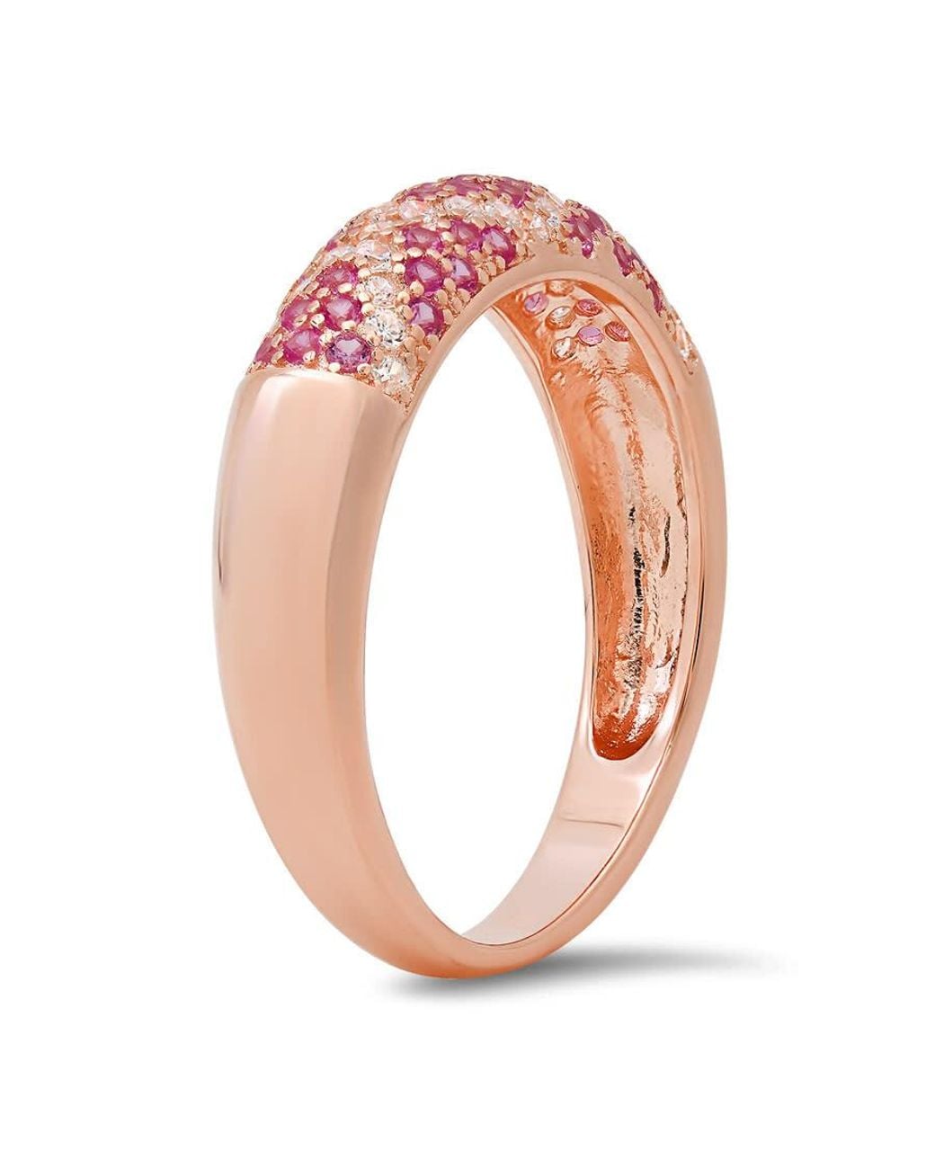 Kylie Harper 14K Rose Over Pave Sapphire X Band Ring in Pink | Lyst