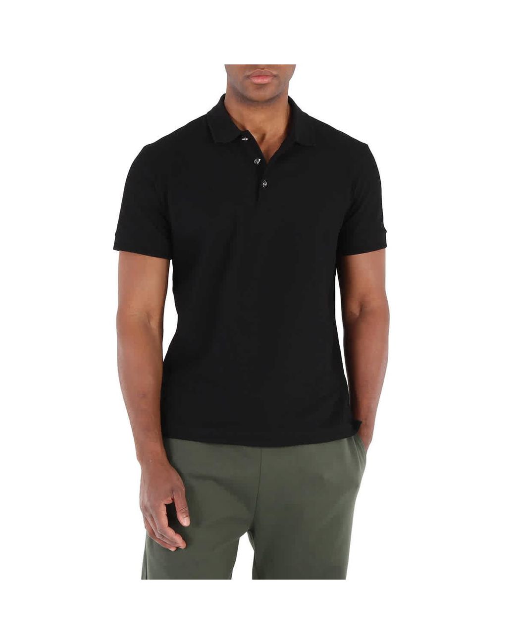 Burberry Embossed Buttons Polo Shirt in Black for Men | Lyst