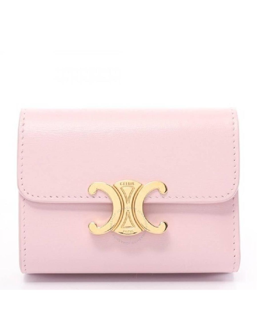 Celine Triomphe Compact Tri-Fold Wallet in Pink | Lyst