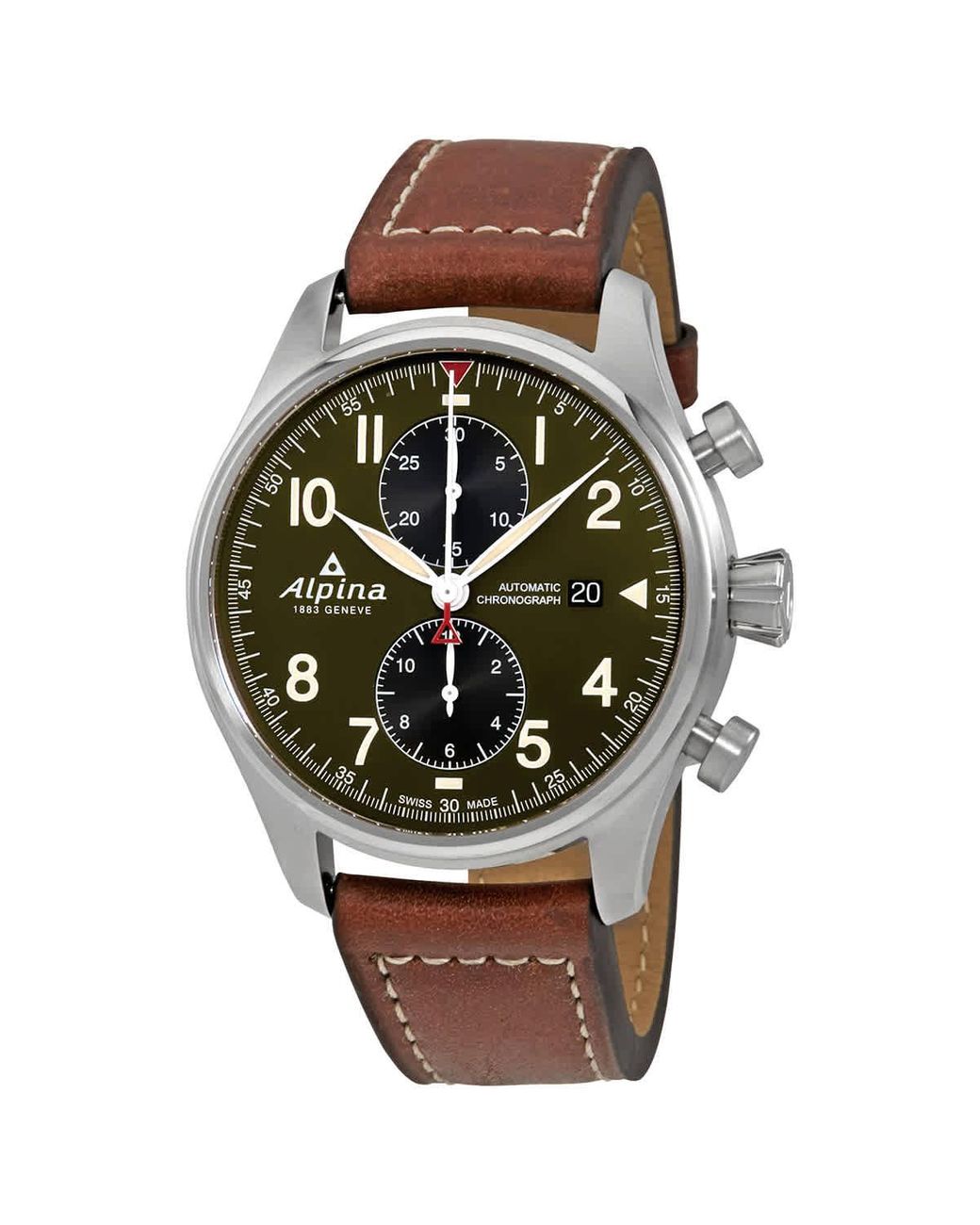 Alpina Startimer Pilot Matte Military Green Dial Automatic Chronograph ...