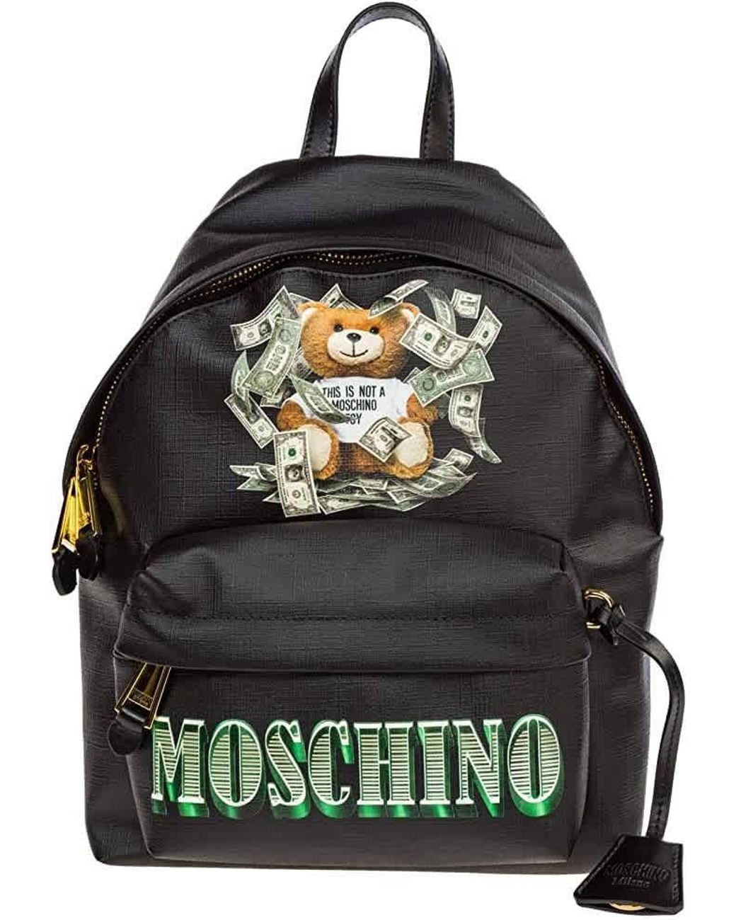 Moschino Dollar Teddy Bear Faux Leather Backpack in Gray | Lyst