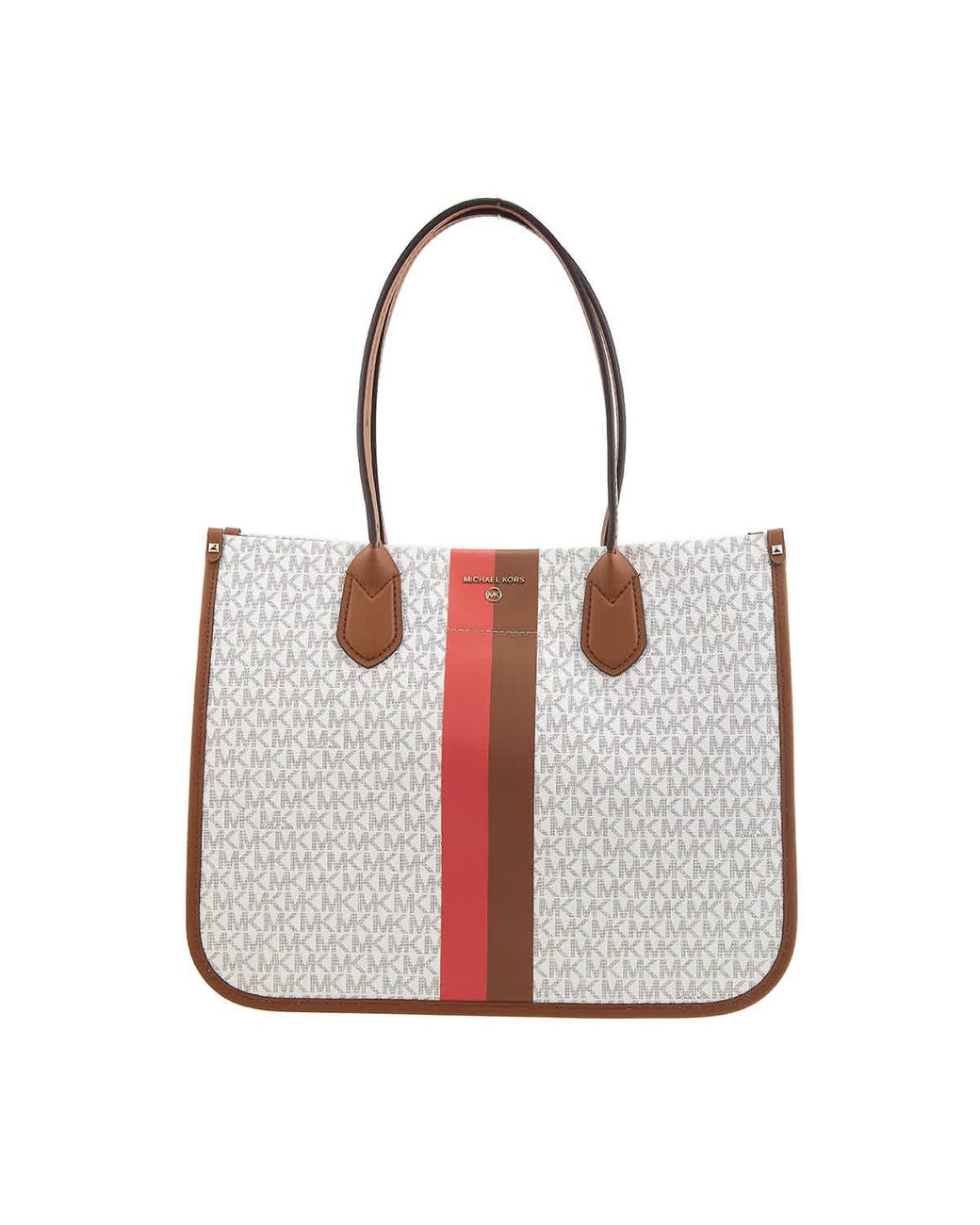 Michael Kors Heidi Signature Logo Colorblock Semi Lux Tote Bag in White ...